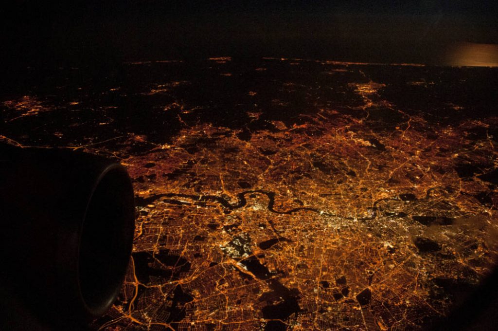 Light pollution: London at night from the air - The Myth Breaker